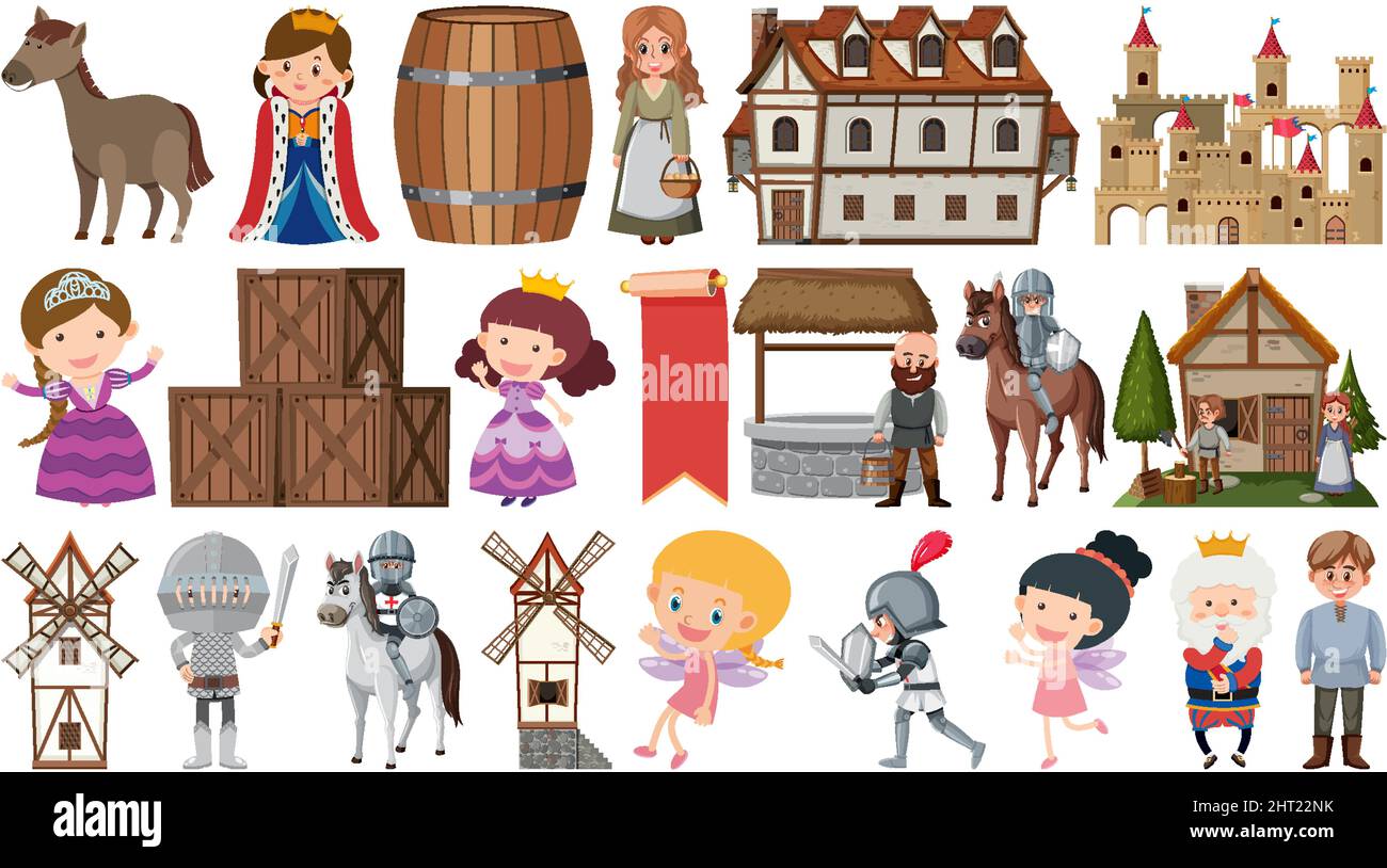 Set of fantasy cartoon characters illustration Stock Vector Image & Art ...