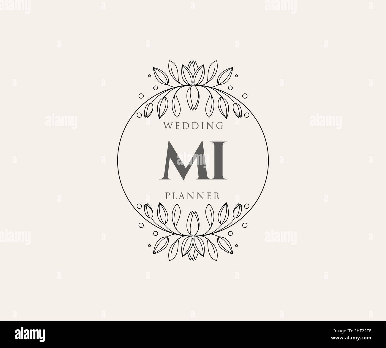 MI Initials letter Wedding monogram logos collection, hand drawn modern ...