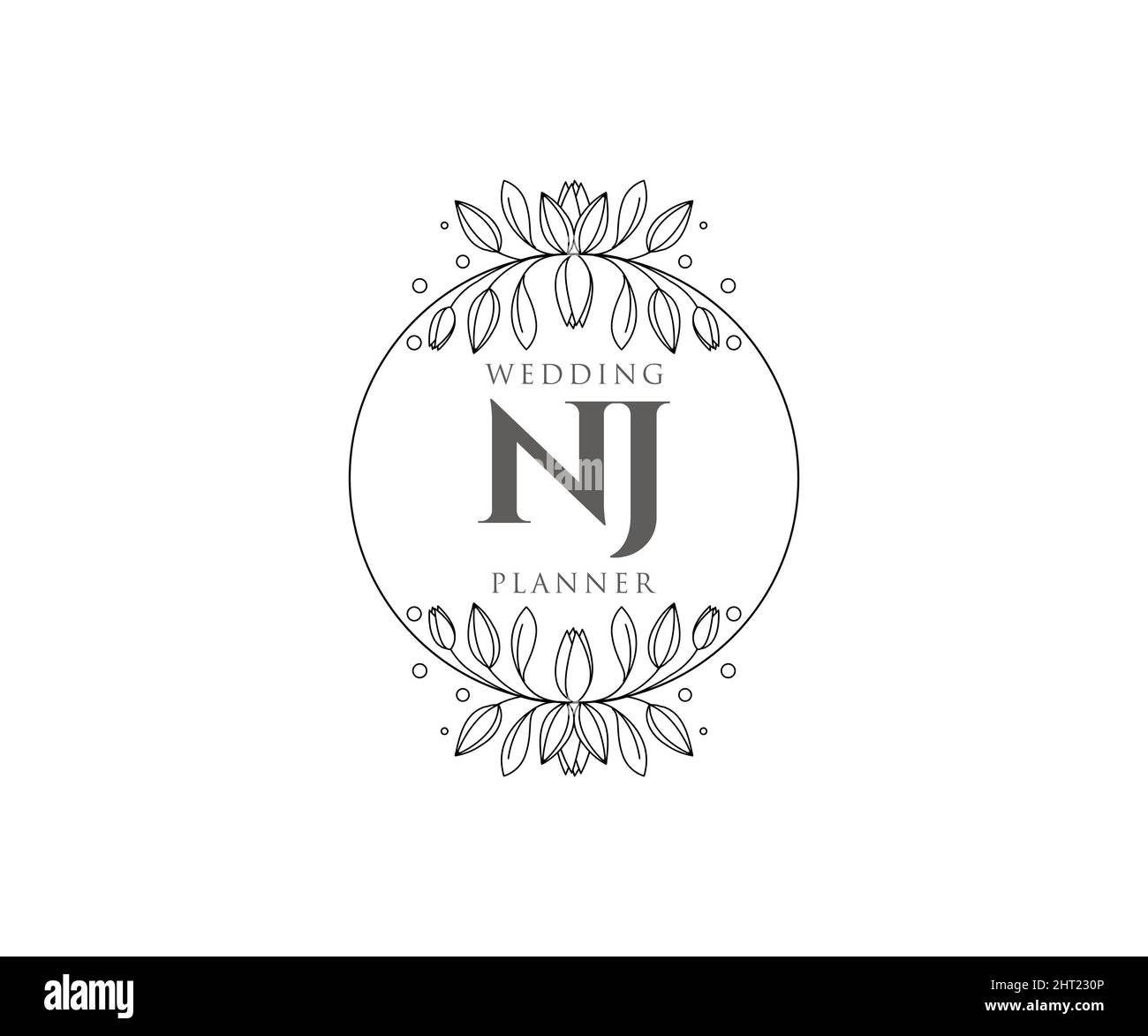 NJ Initials letter Wedding monogram logos collection, hand drawn modern ...