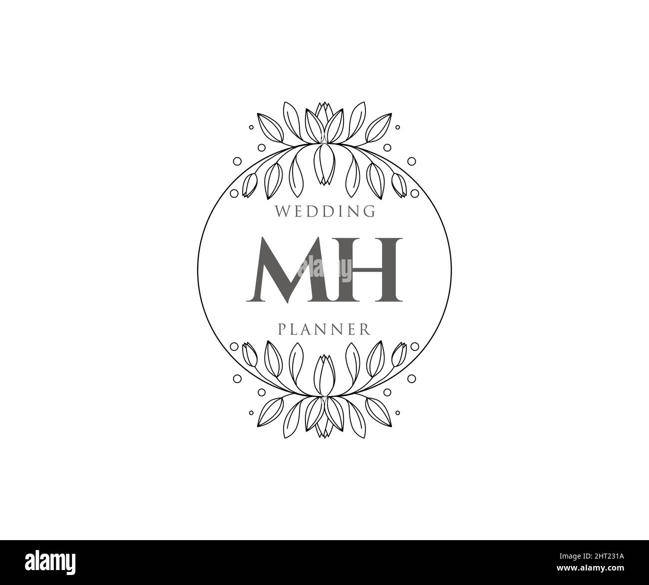 MH Initials letter Wedding monogram logos collection, hand drawn modern ...