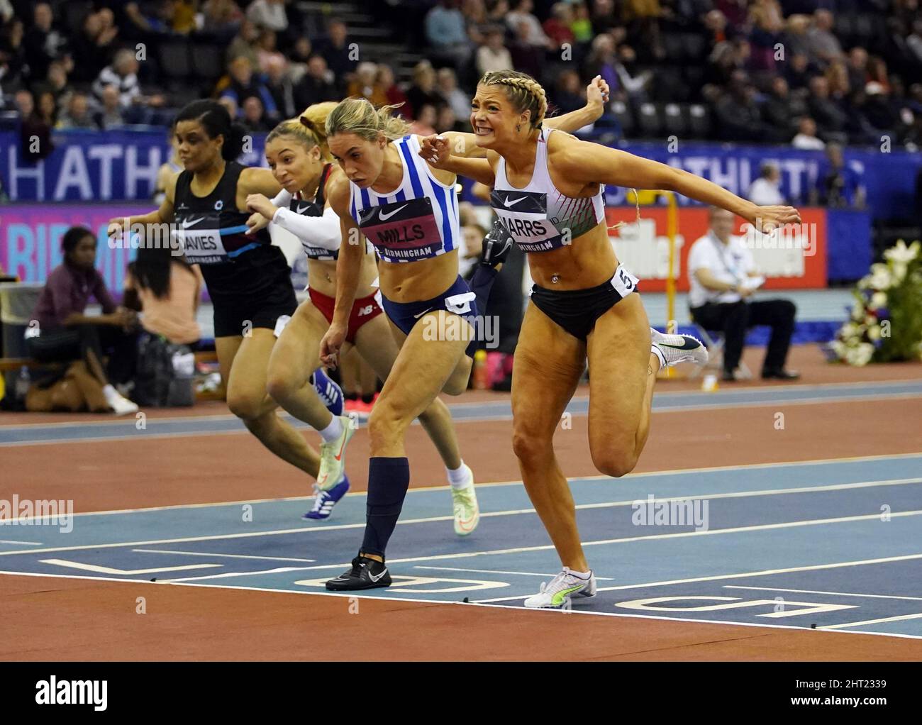 Megan Marrs wins the Women's 60m Hurdles final during day one of the UK ...