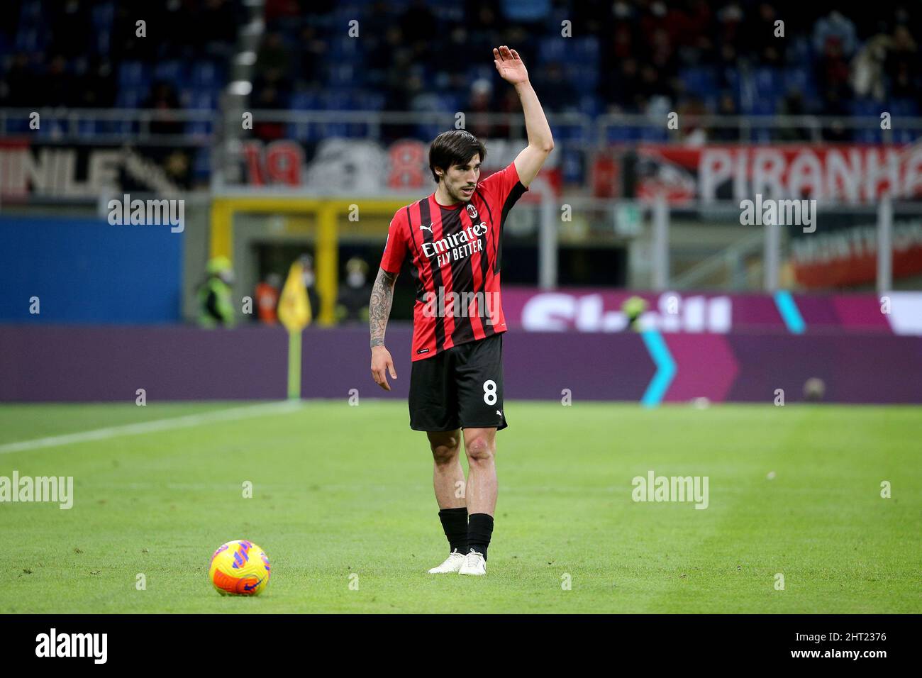 Sandro Tonali of AC Milan in action during the 2021/22 Serie A football ... Sandro Tonali of AC Milan in action during the 2021/22 Serie A football ...