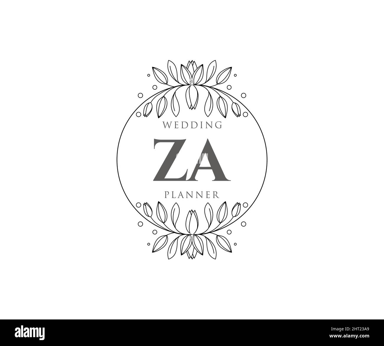 ZA Initials letter Wedding monogram logos collection, hand drawn modern ...