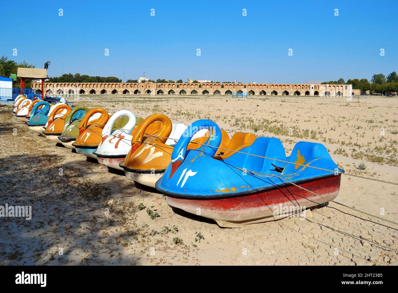 SioSe Pol bridge over the Zayandeh River in Isfahan city in Iran, the ...