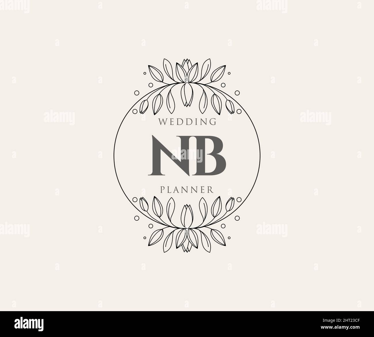 NB Initials letter Wedding monogram logos collection, hand drawn modern ...