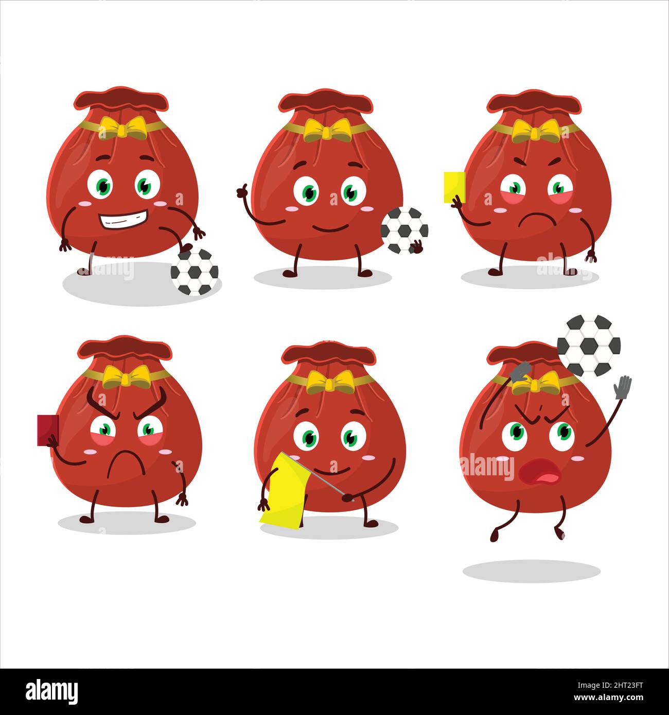 Red bag cartoon character working as a Football referee. Vector ...