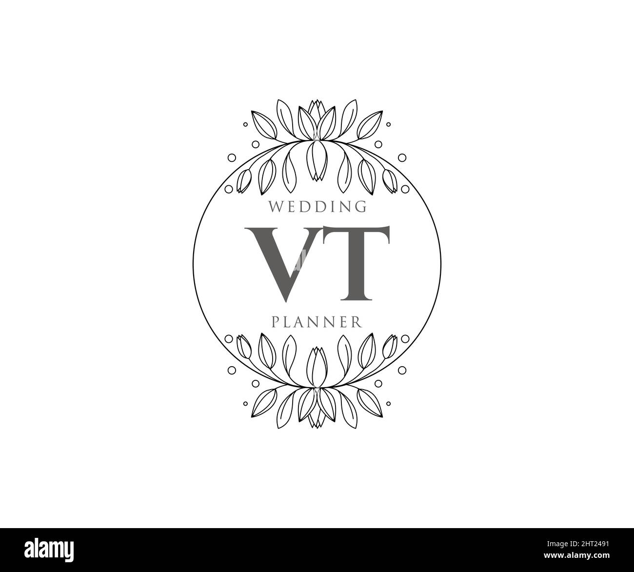VT Initials letter Wedding monogram logos collection, hand drawn modern ...