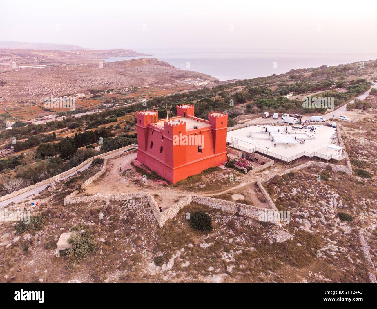 View of Saint Agatha's tower, also known as Red Tower. Mellieha ,Malta ...