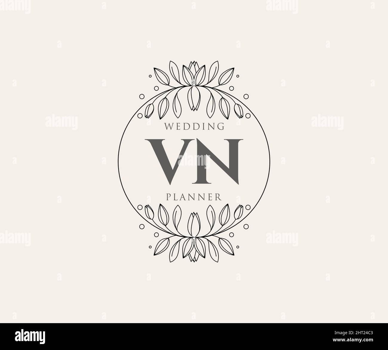 VN Initials letter Wedding monogram logos collection, hand drawn modern minimalistic and floral ...