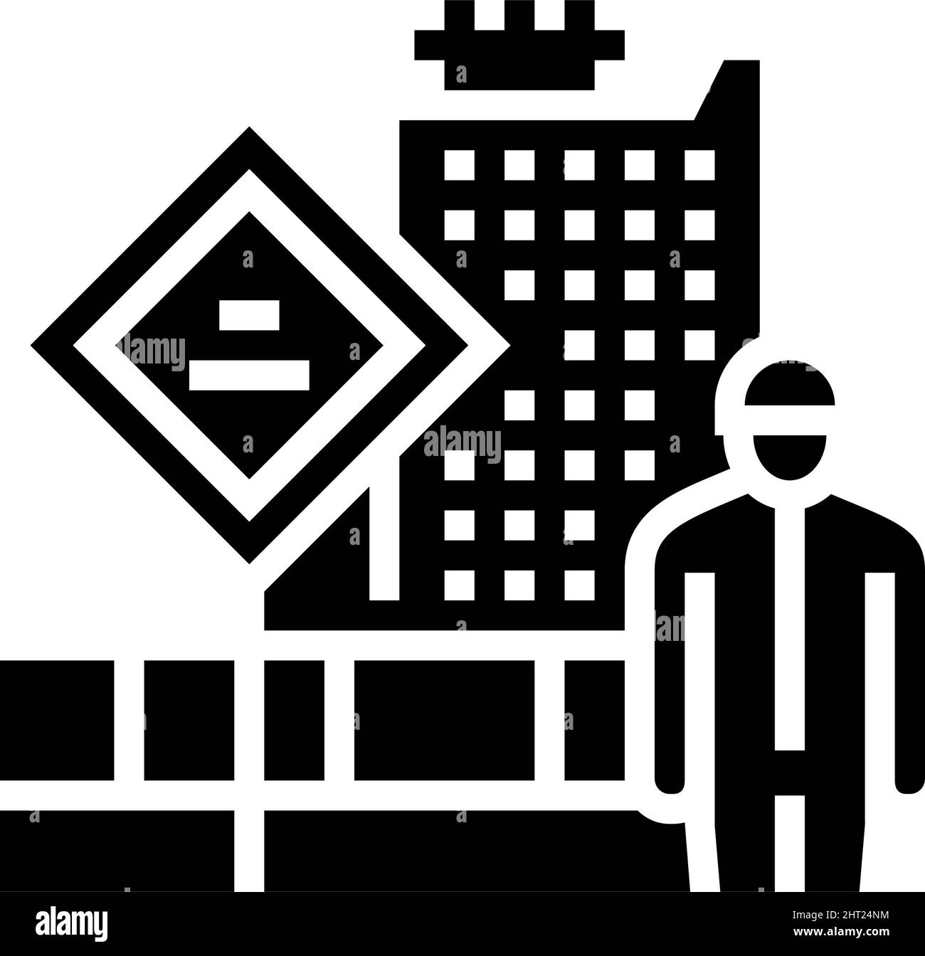 engineer on construction yard glyph icon vector illustration Stock ...