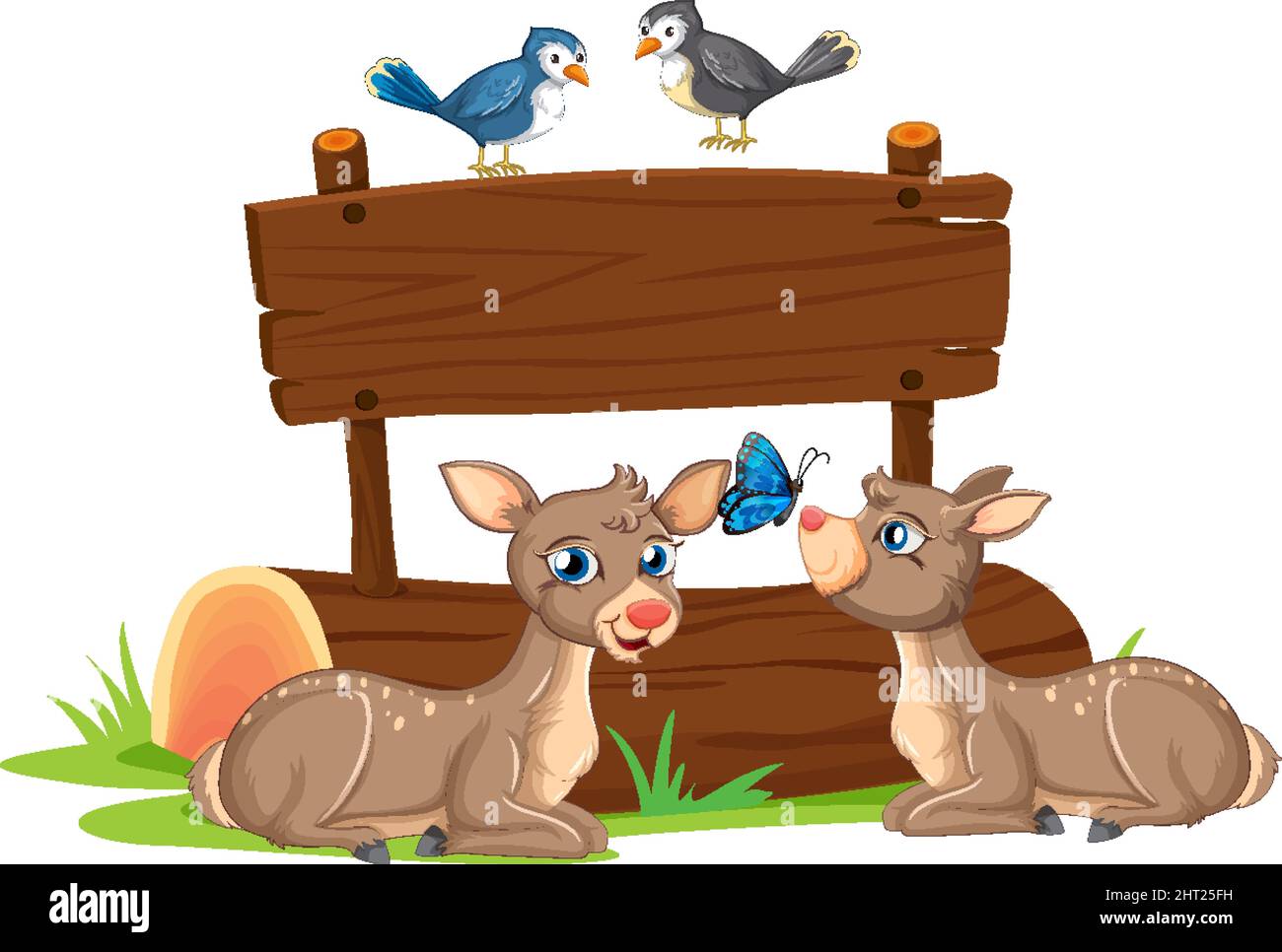Deer with wooden sign banner illustration Stock Vector Image & Art - Alamy