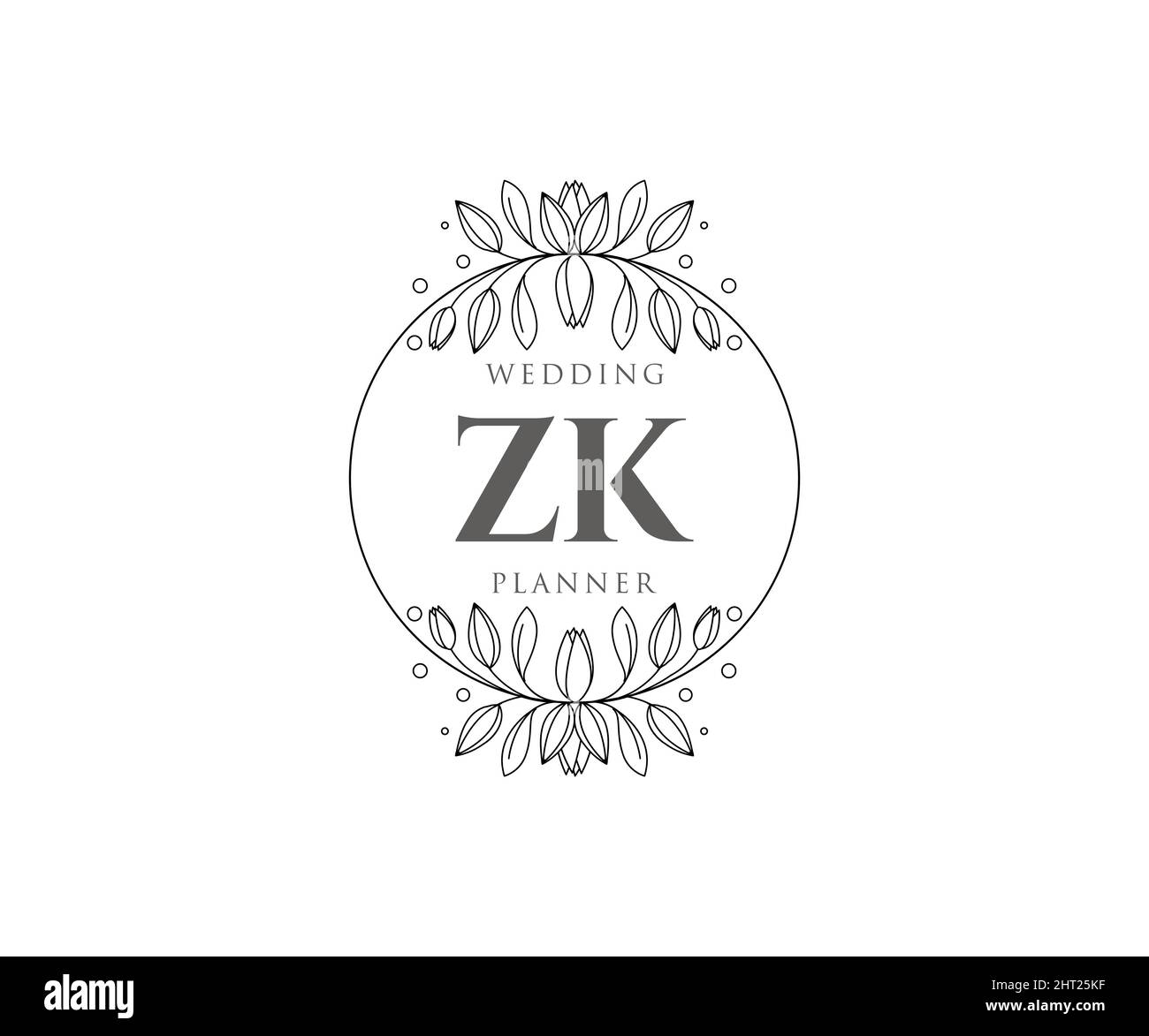 ZK Initials letter Wedding monogram logos collection, hand drawn modern ...