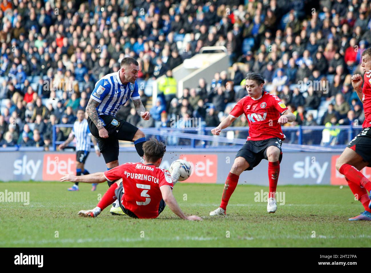 Jack Hunt #32 of Sheffield Wednesday attempts a shot on goal Stock ...