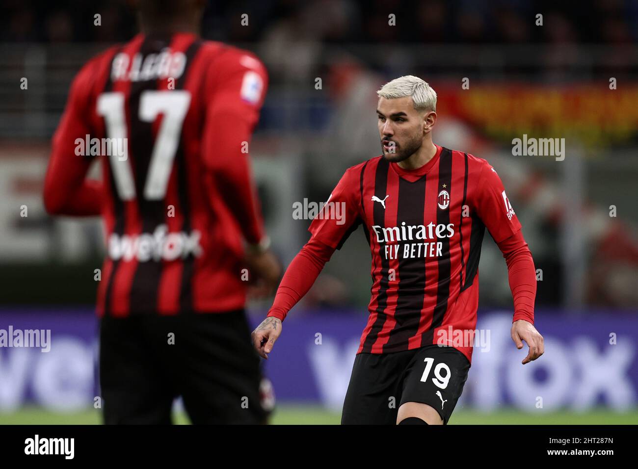 San Siro stadium, Milan, Italy, February 25, 2022, Theo Hernandez (AC ...