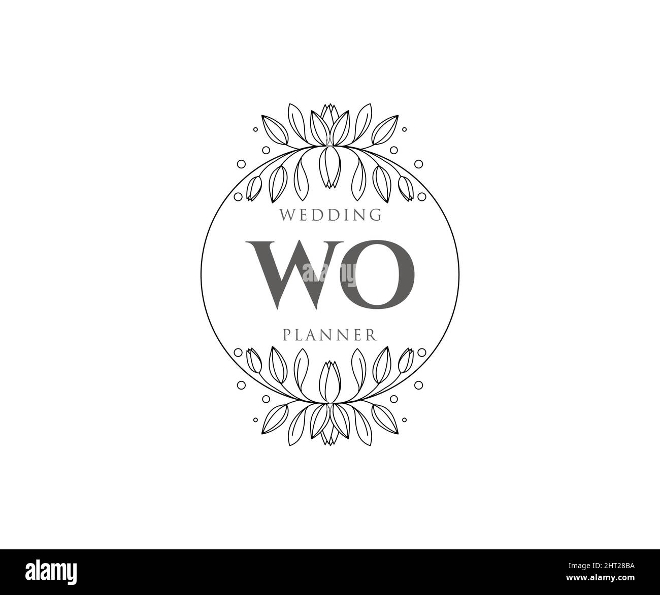 WO Initials letter Wedding monogram logos collection, hand drawn modern ...