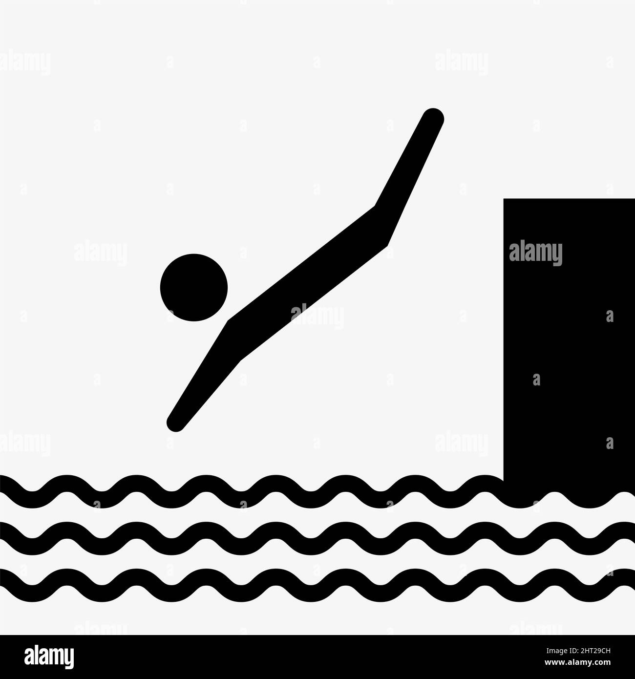 Diving man vector icon. Jumping to the water sign Stock Vector Image ...