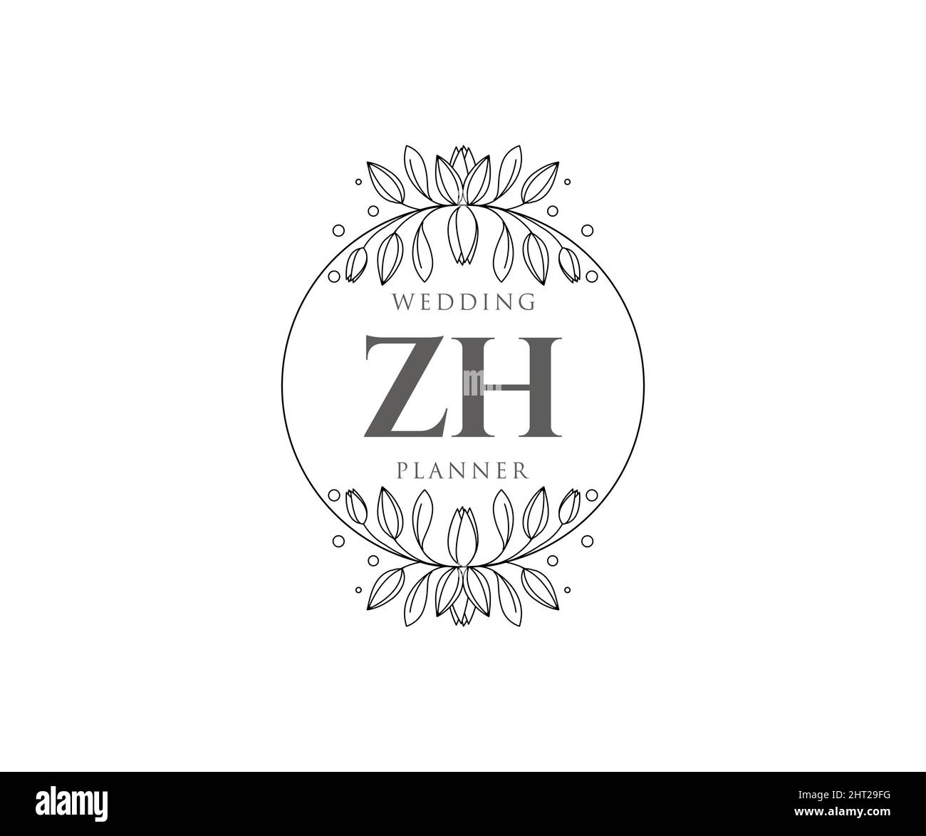 ZH Initials letter Wedding monogram logos collection, hand drawn modern ...