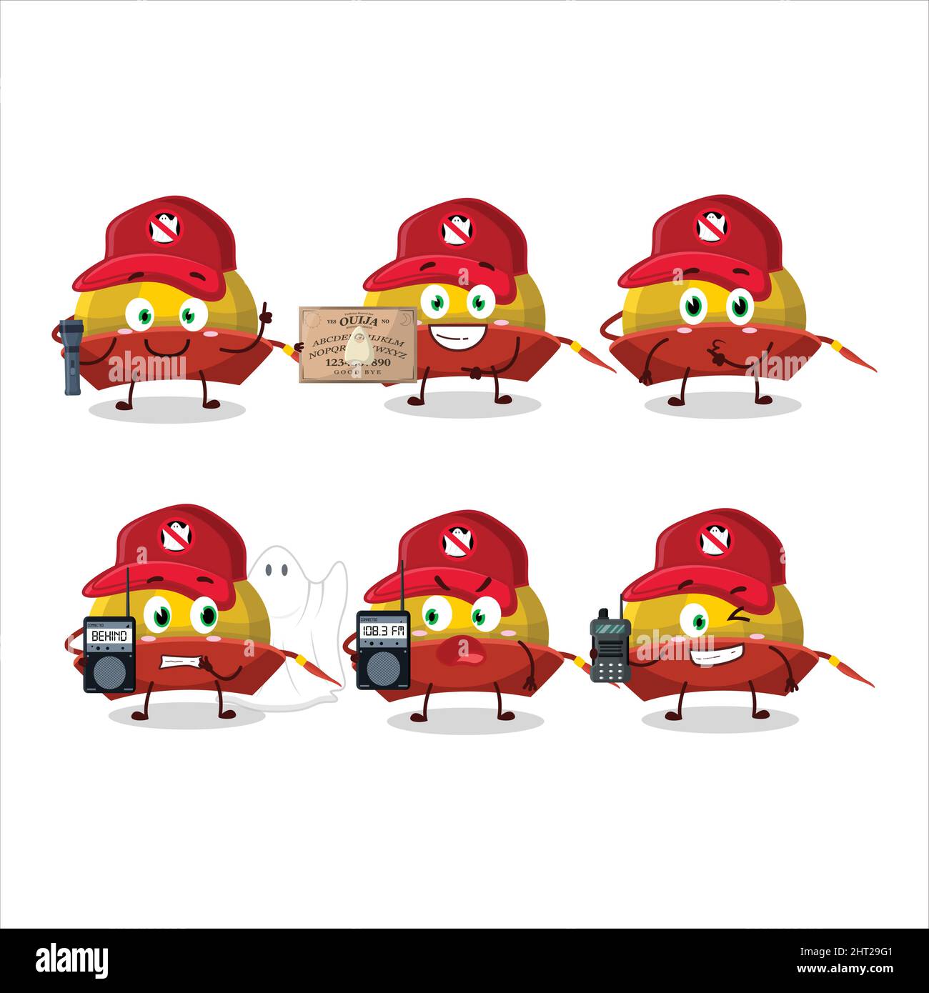 Ghost hunter cartoon yellow chinese traditional hat character using ...