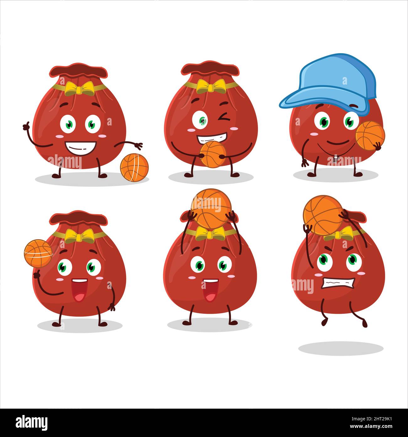 Talented red bag cartoon character as a basketball athlete. Vector ...