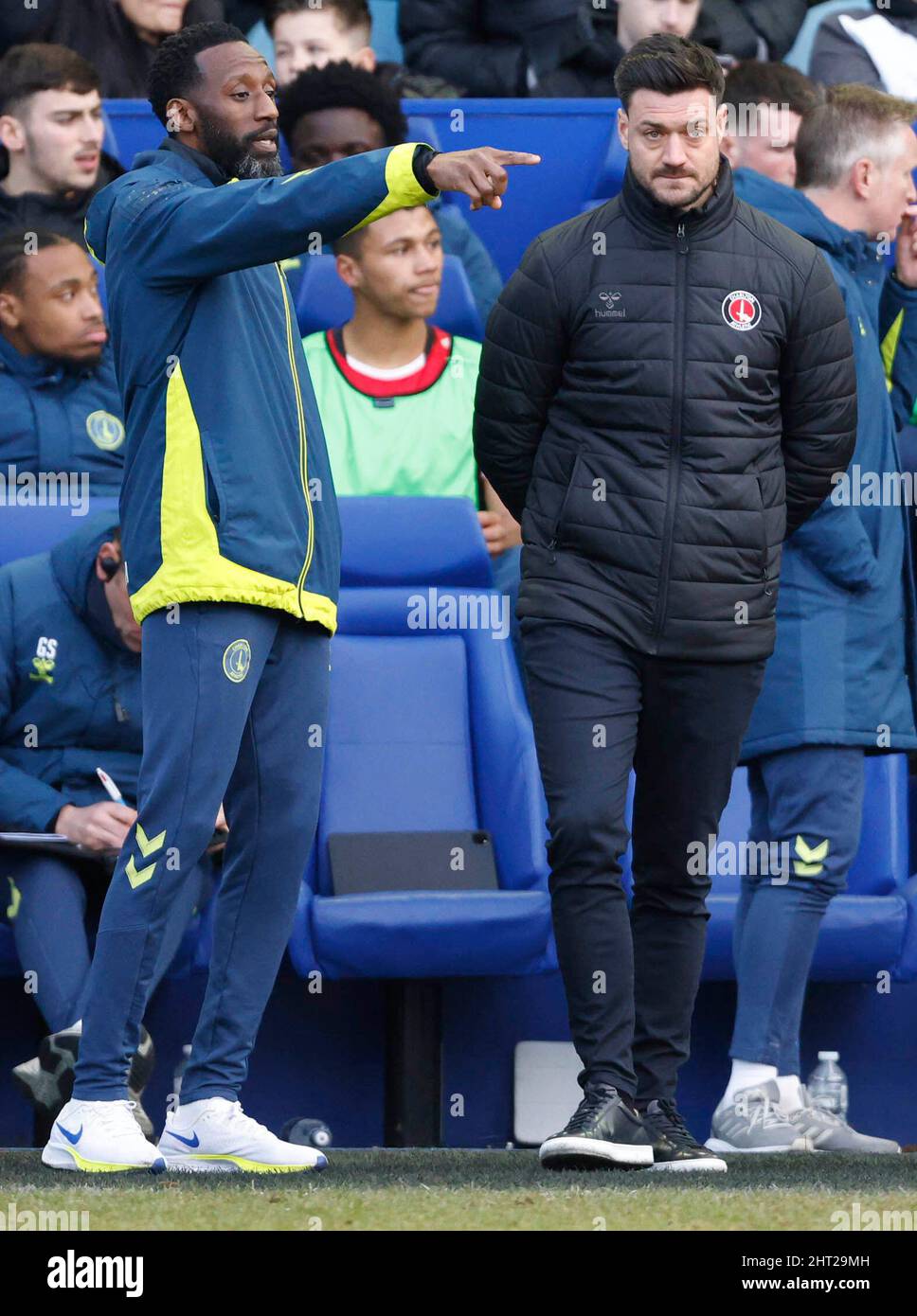 Charlton Athletic manager Johnnie Jackson (right) and assistant manager ...