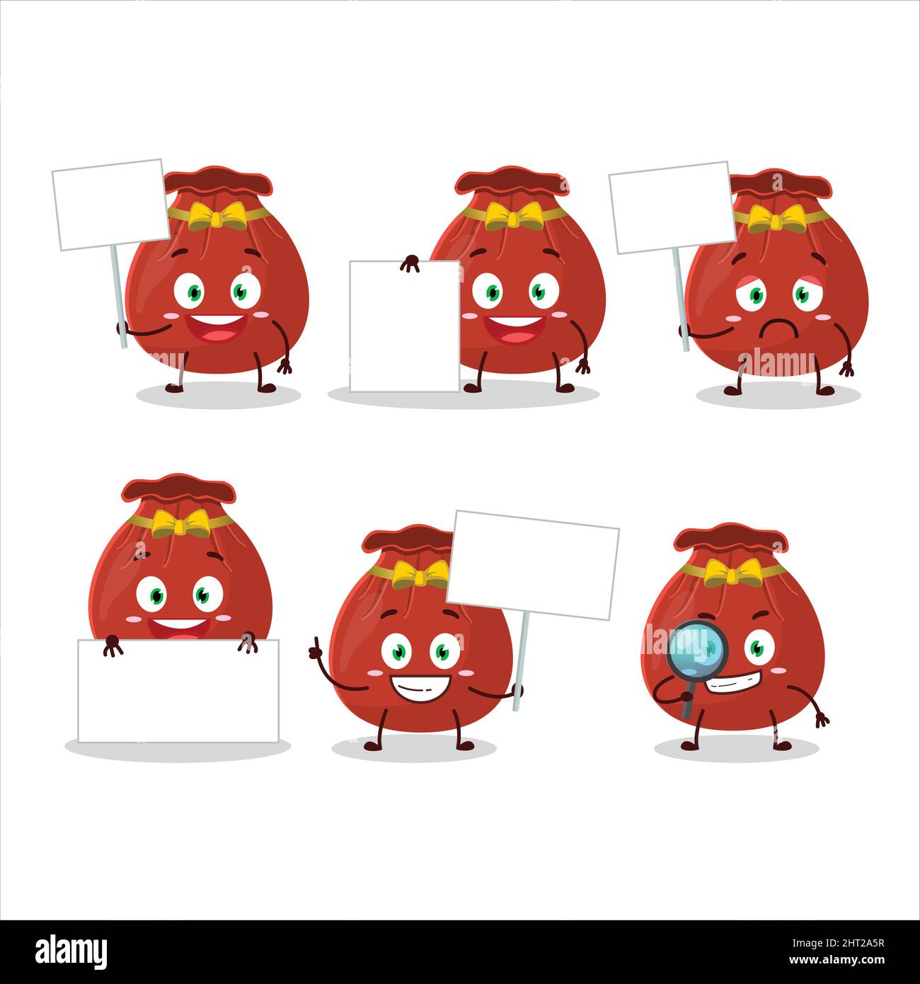 Red bag cartoon character bring information board. Vector illustration ...