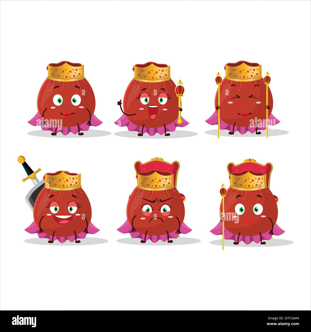 Queen and her magic clothes cartoon of red bag wearing tiara. Vector ...