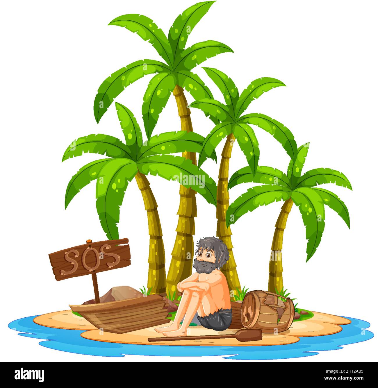 A man on deserted island isolated illustration Stock Vector Image & Art ...
