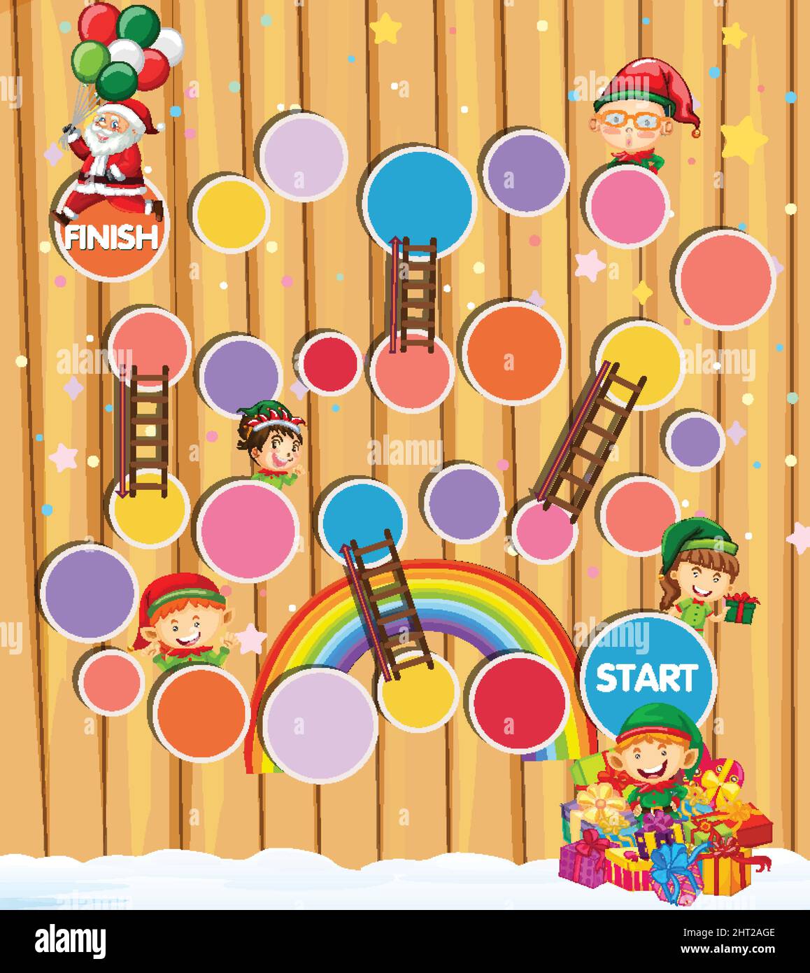 Snake and ladders game template in Christmas theme illustration Stock ...