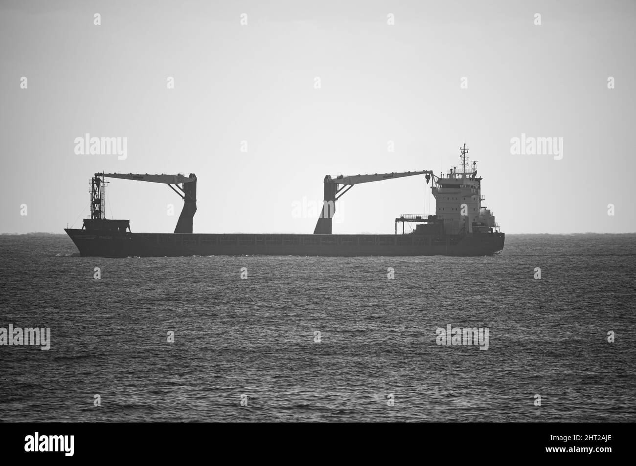 Grayscale shot of a ship at sea Stock Photo - Alamy