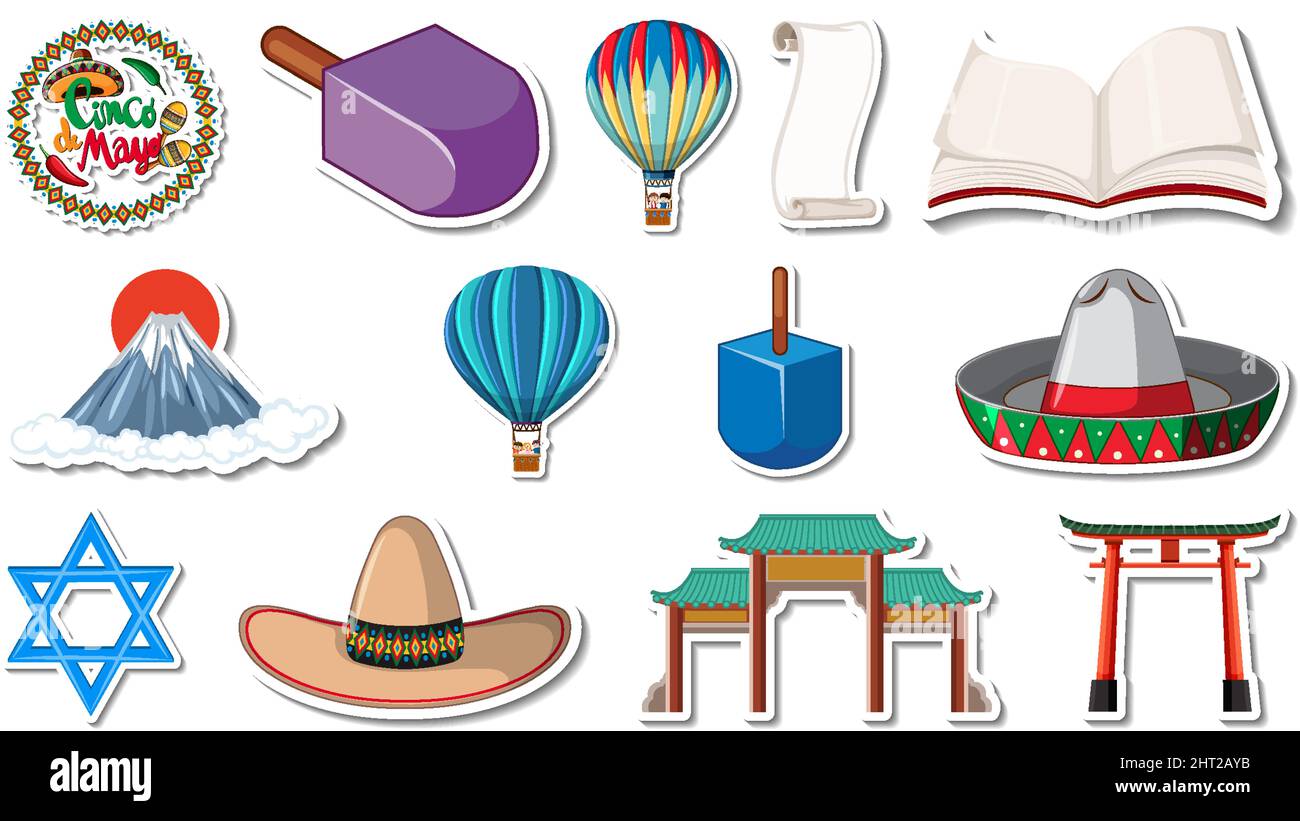 Set of different traditional objects illustration Stock Vector Image ...