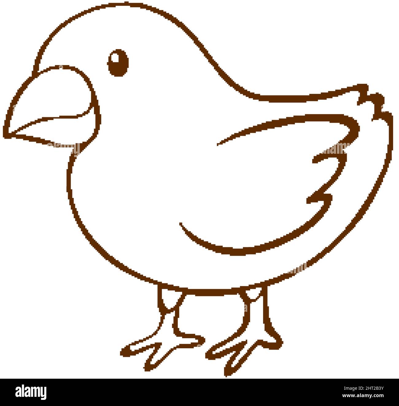 Bird in doodle simple style on white background illustration Stock ...