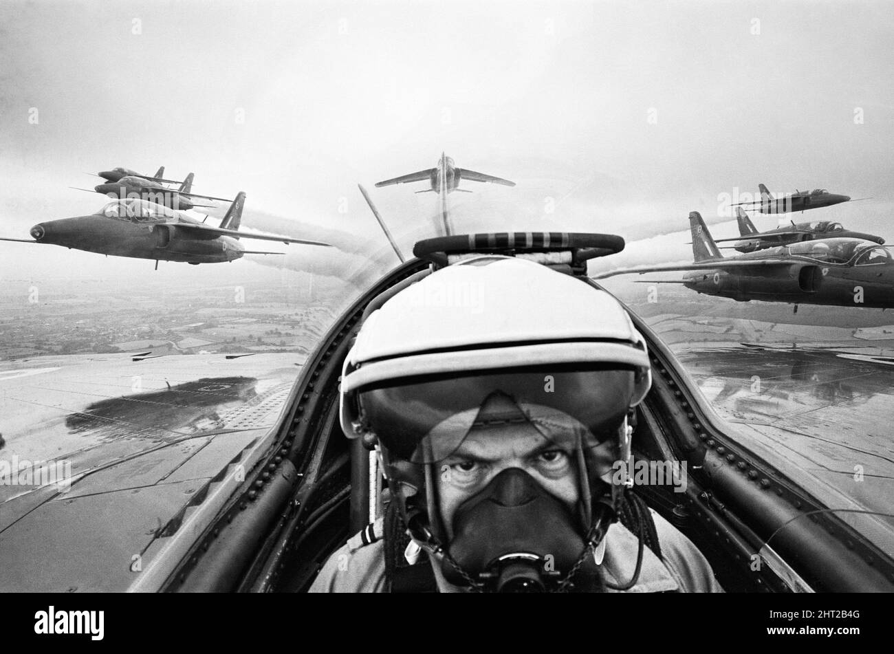 Daily Herald photographer Ron Burton in the cockpit of a Folland Gnat ...