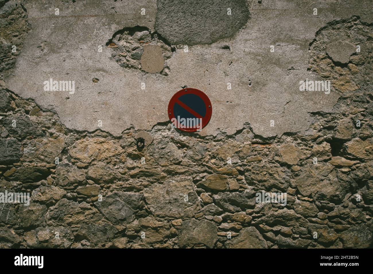 a stop sign on the ground Stock Photo - Alamy