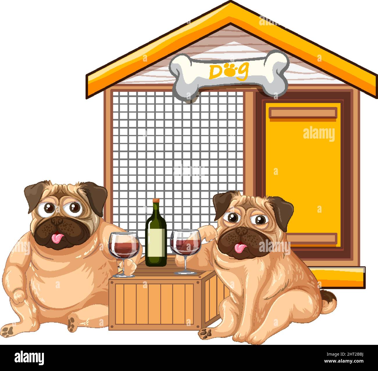 Two dogs drinking wine at home illustration Stock Vector Image & Art ...