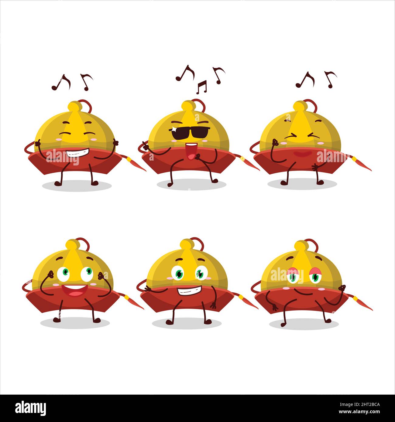 An image of yellow chinese traditional hat dancer cartoon character ...
