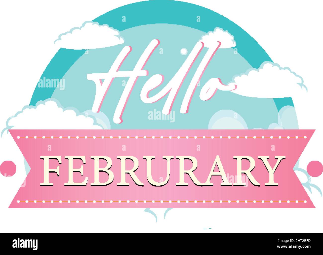 Hello february font design on pink banner illustration Stock Vector ...