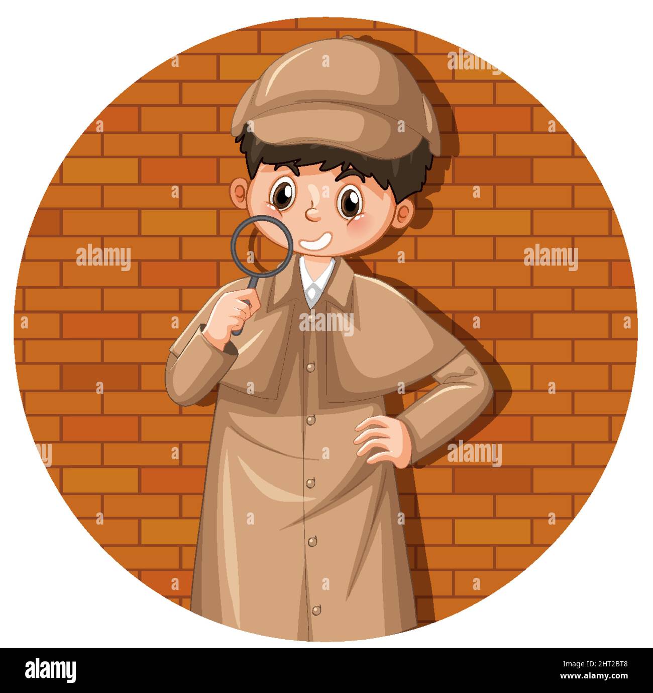Detective wearing brown overcoat on white background illustration Stock ...