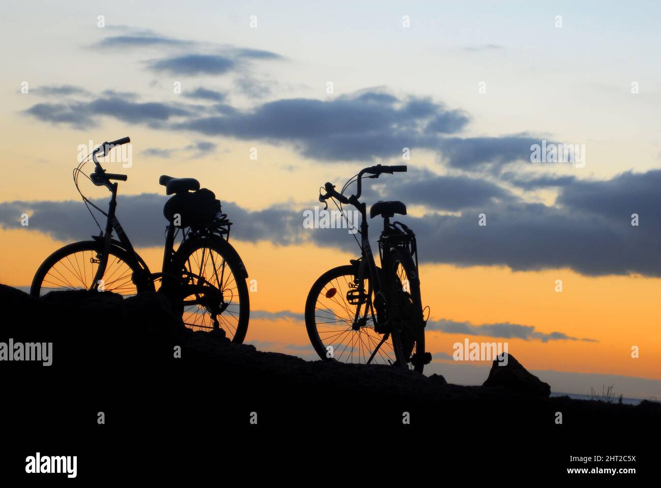 Dark landscape cyclist hi-res stock photography and images - Alamy