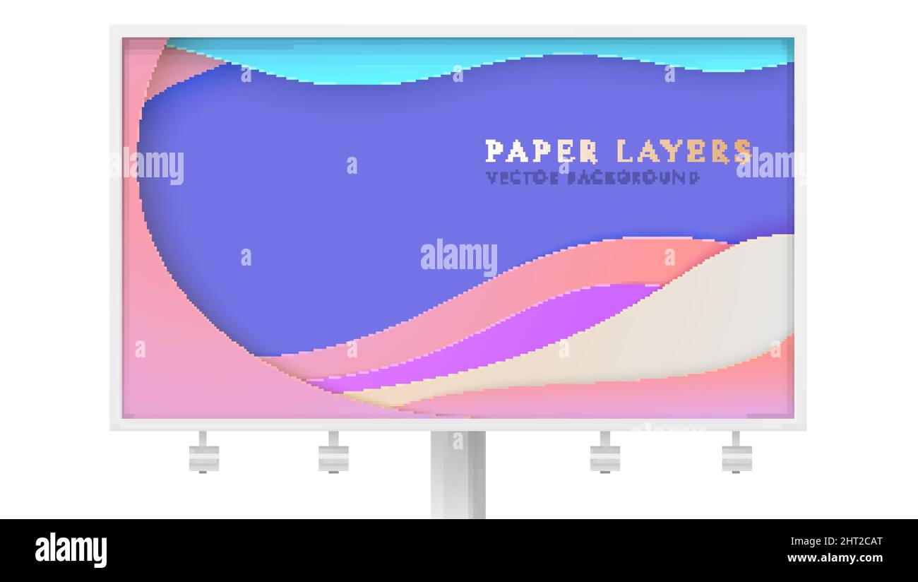 Billboard with multi colors background in paper cut, multi layers style ...