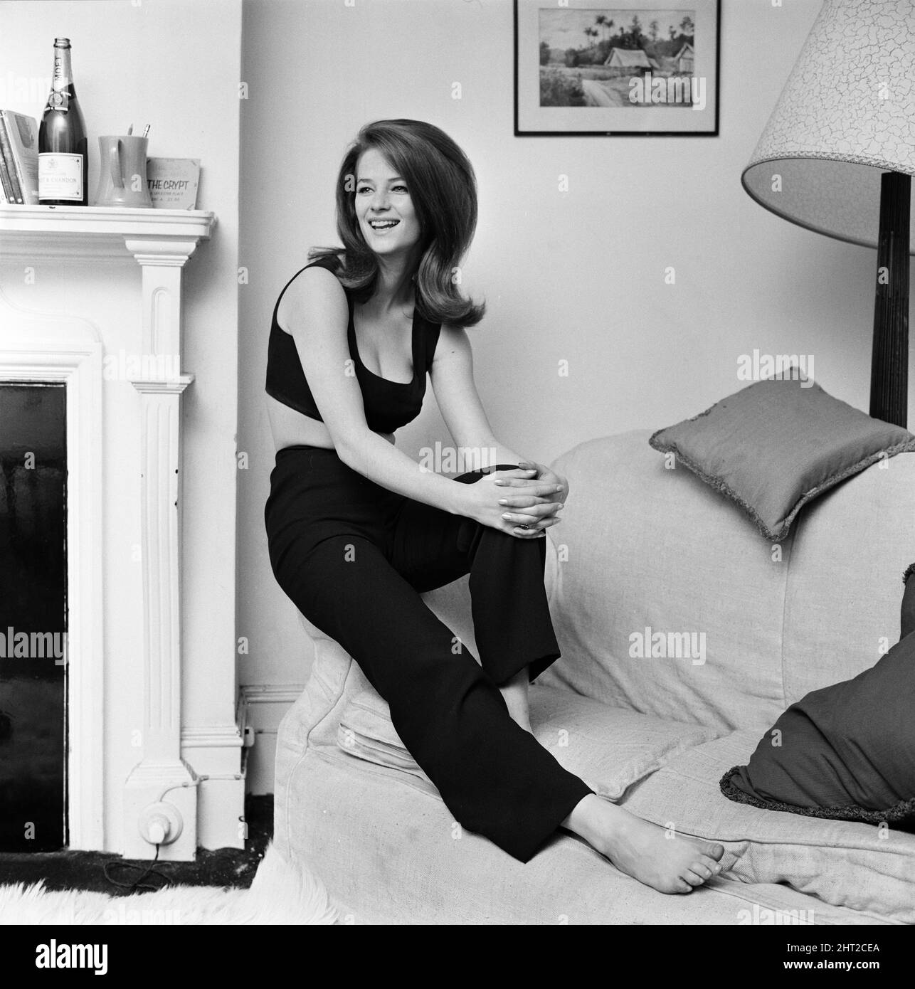 19-year-old actress Charlotte Rampling pictured in her Chelsea flat ...