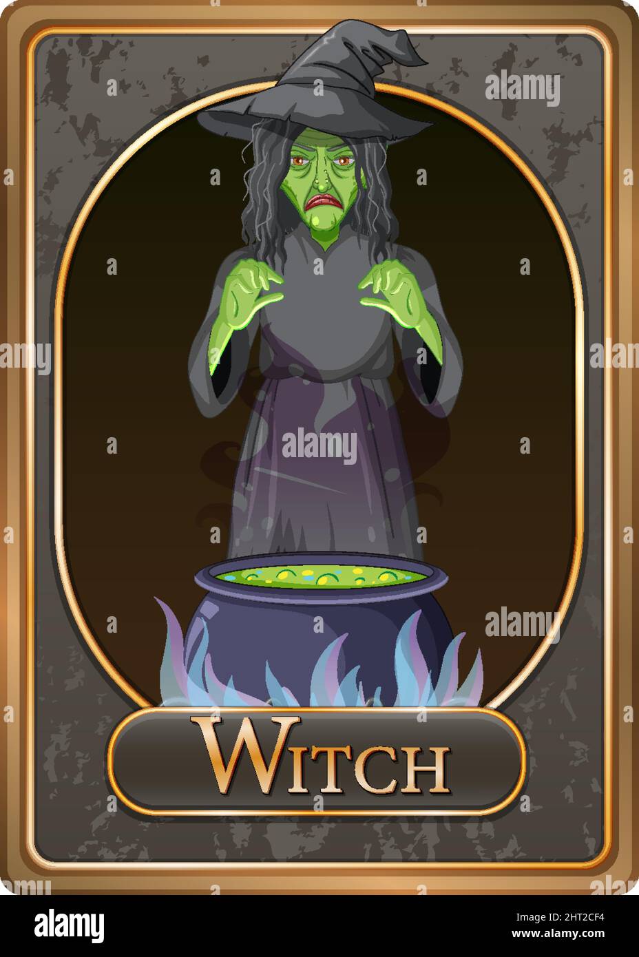 Old witch character game card template illustration Stock Vector Image ...