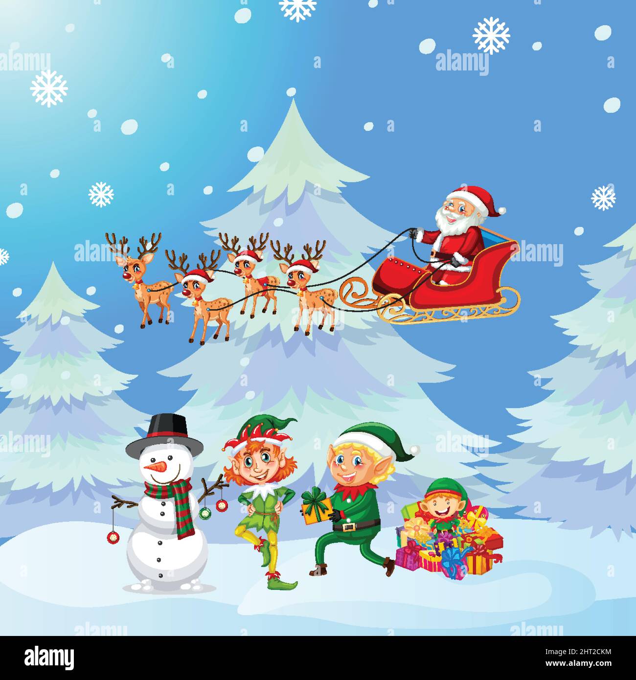 Christmas poster design with Santa Claus on sleigh illustration Stock ...