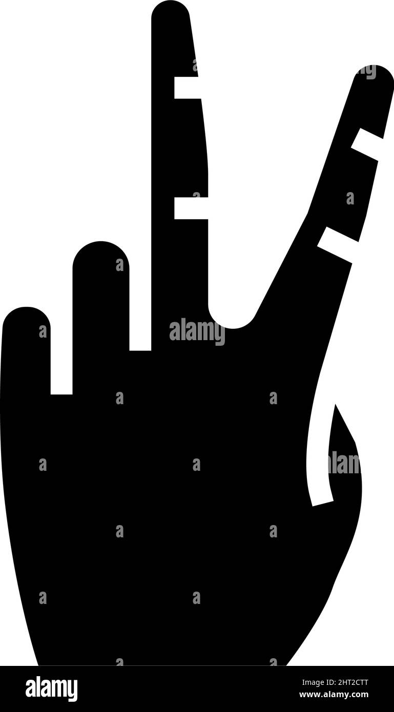 victory hand gesture glyph icon vector illustration Stock Vector Image ...