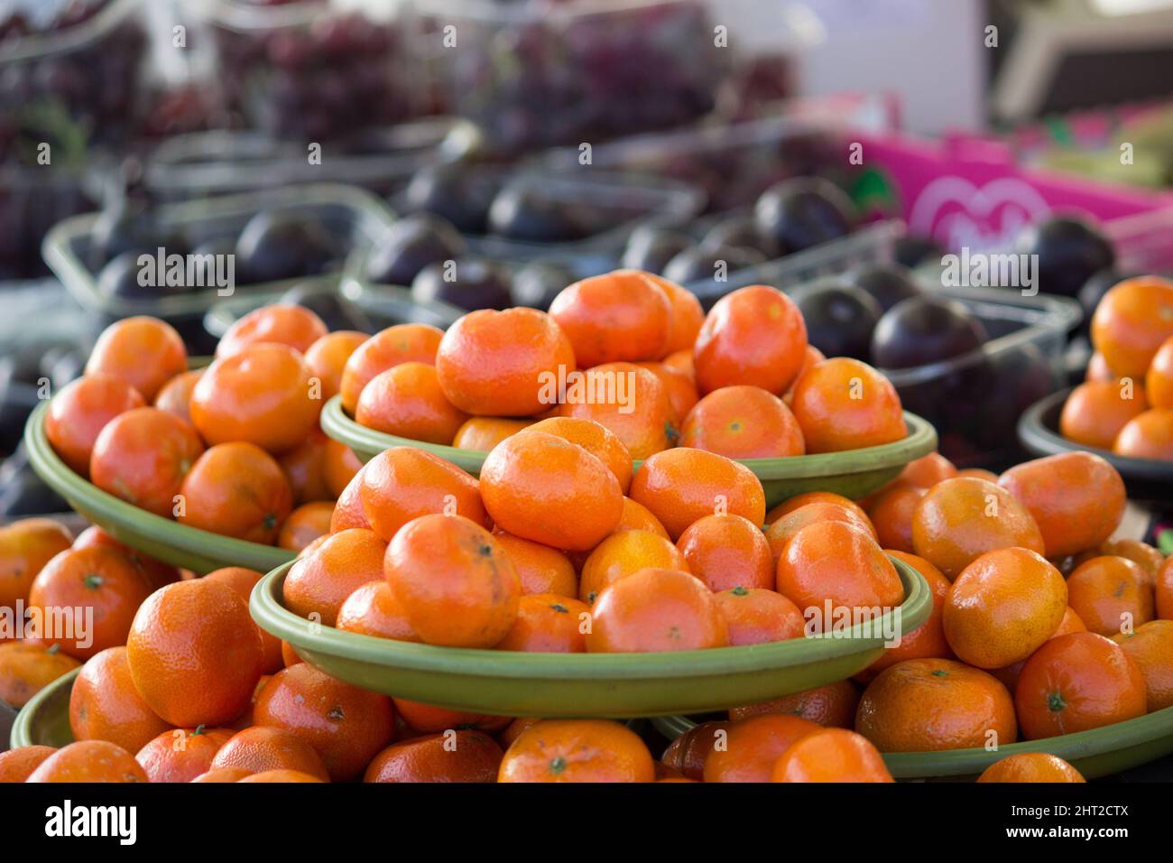 Fresh tangerines on a fruit market stall Stock Photo - Alamy