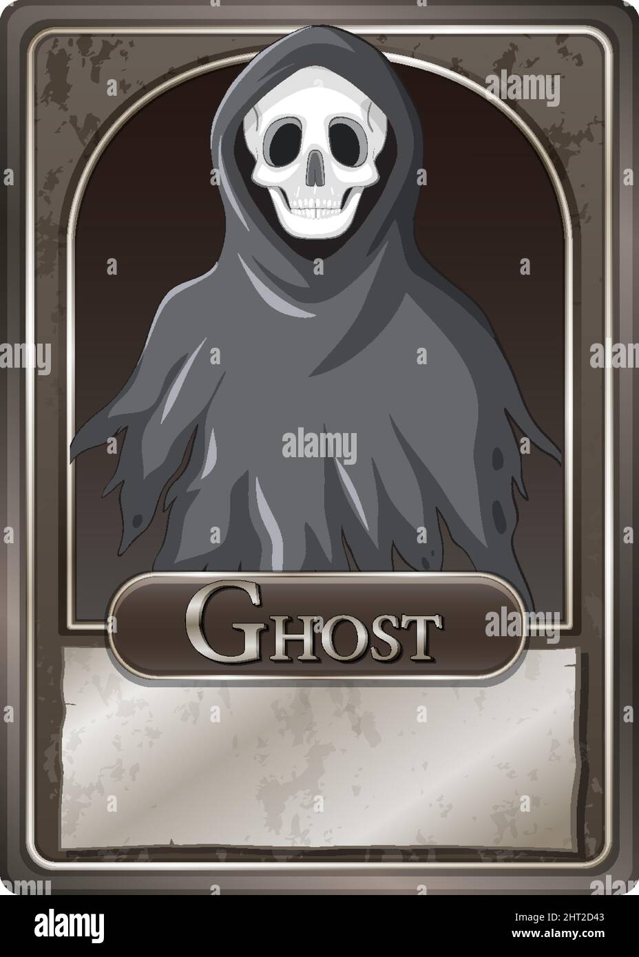 Scary ghost character game card template illustration Stock Vector ...