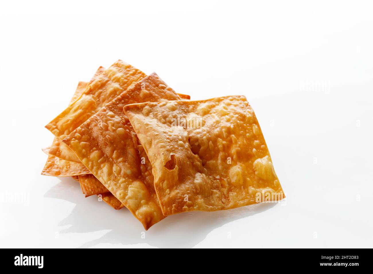 Keripik Pangsit or Crispy Fried Dumpling, Isolated on White Stock Photo ...