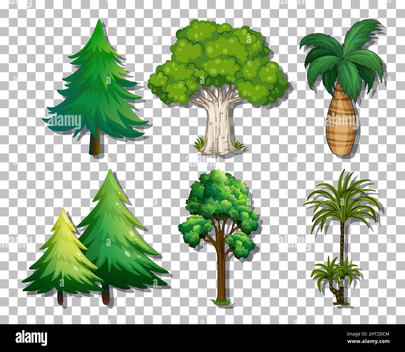 Set of variety trees on transparent background illustration Stock ...