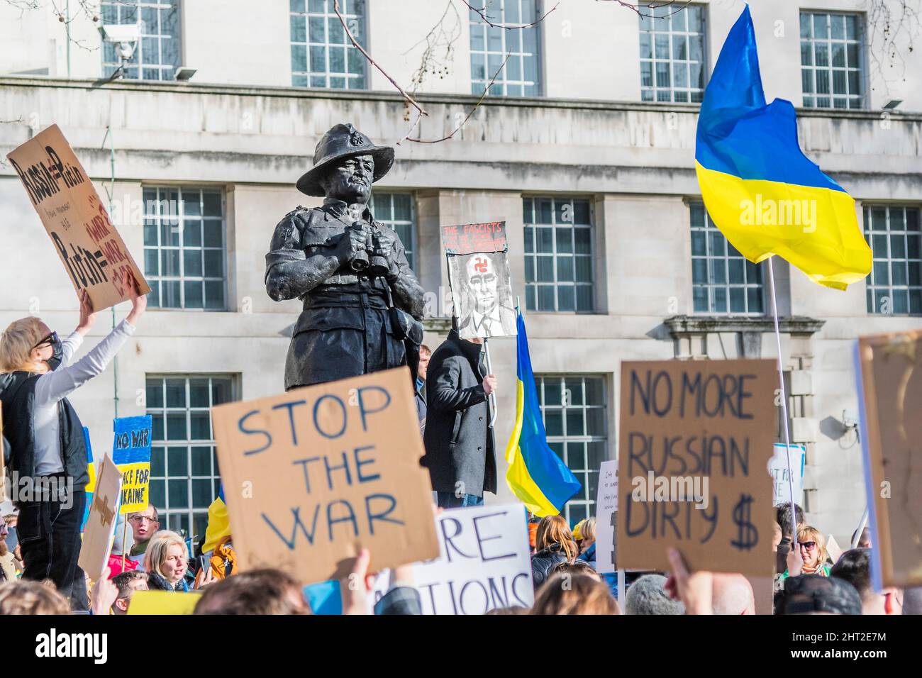 London, UK. 26th Feb, 2022. Crowds on the statue is of Alan Brooke, 1st ...