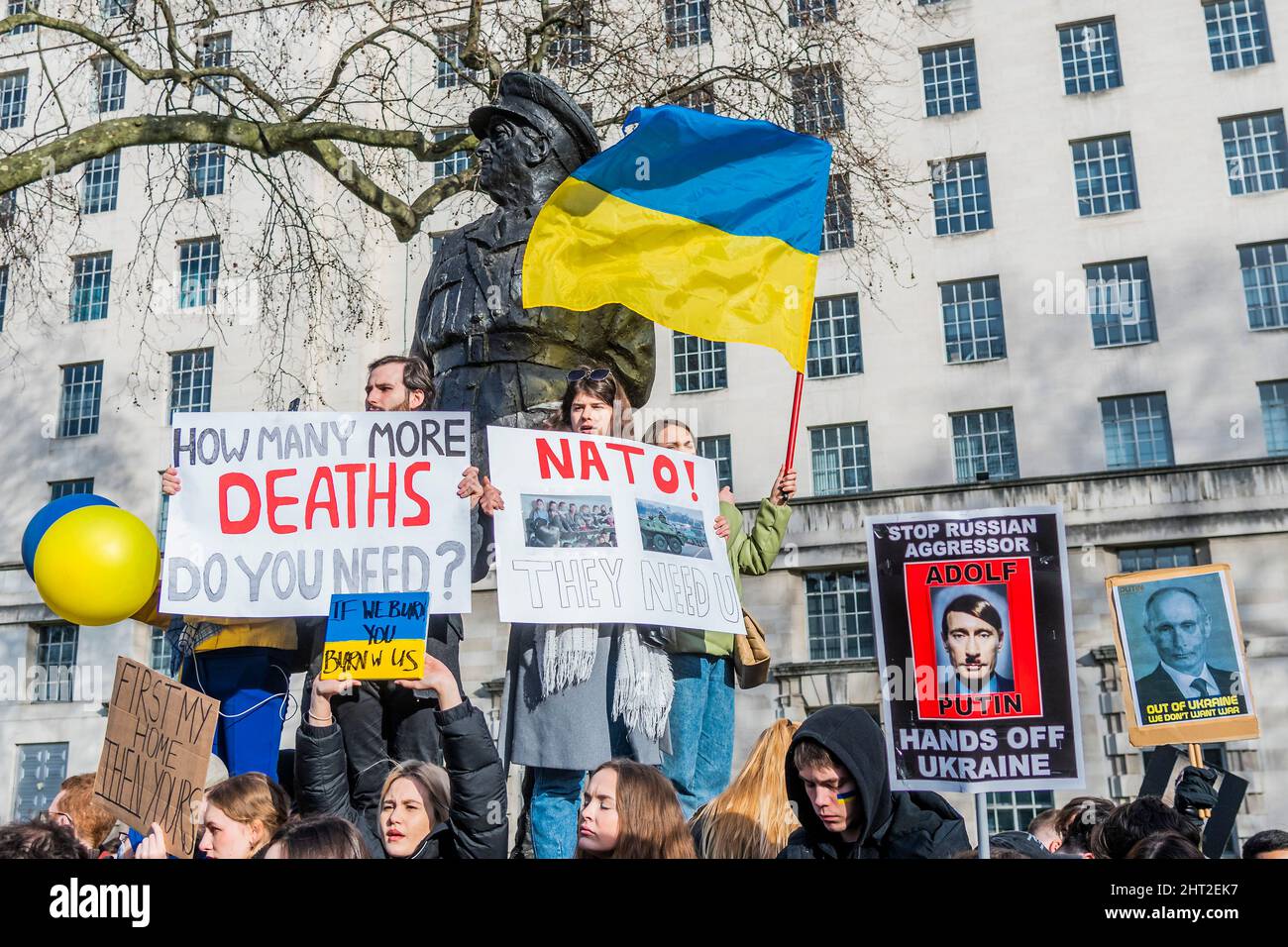 London, UK. 26th Feb, 2022. Crowds on the statue is of Alan Brooke, 1st ...