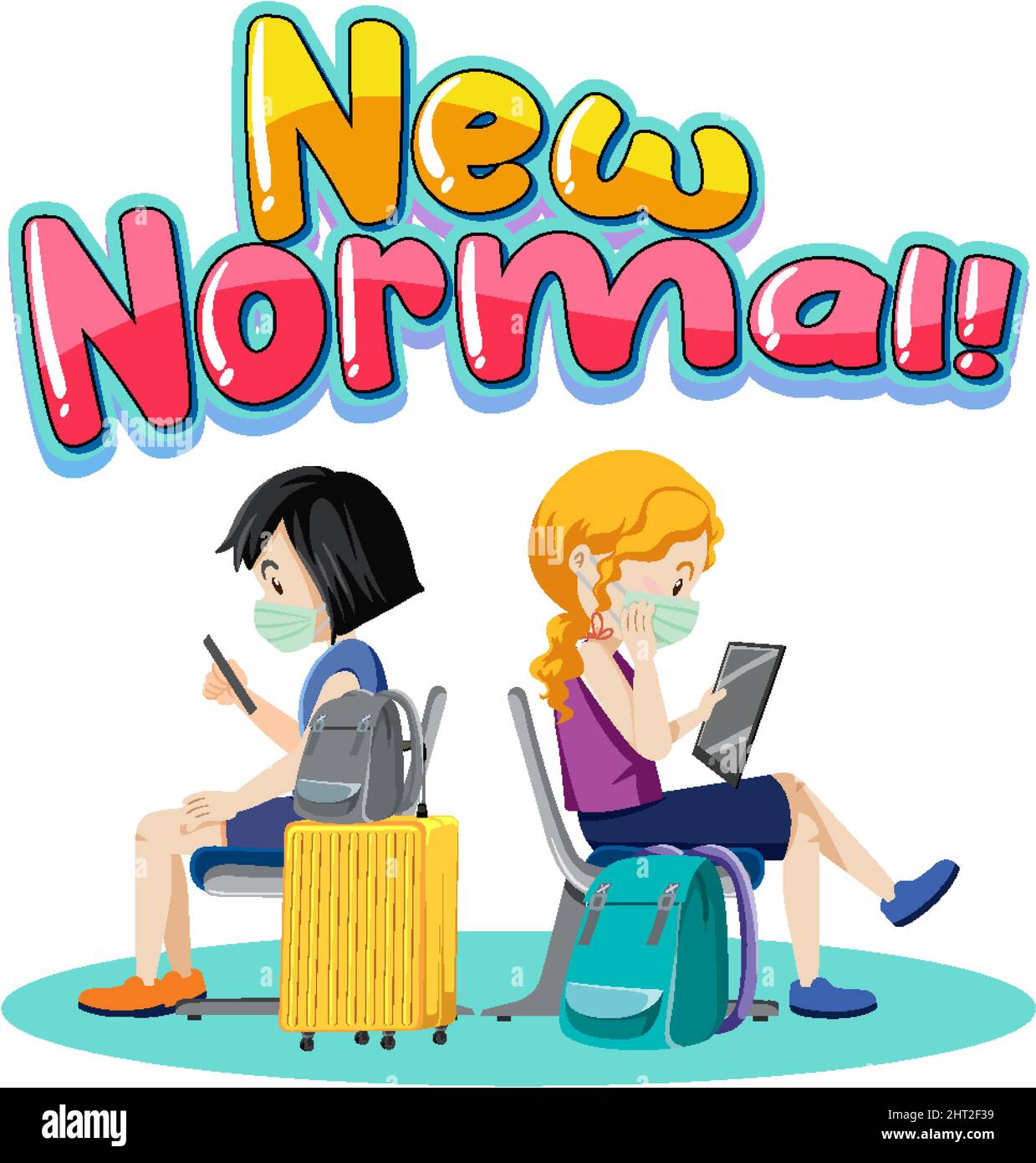 New Normal typography design with passengers illustration Stock Vector ...